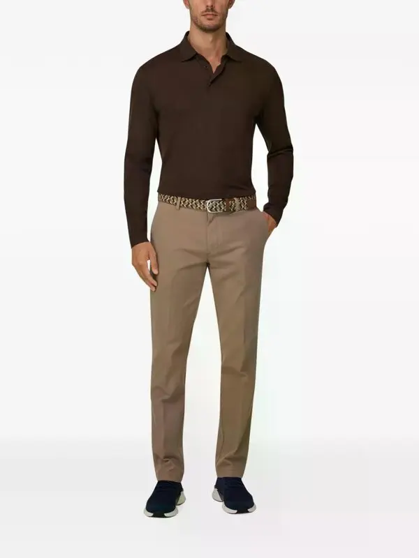 Boggi Milano Polo In Cotton And Silk Jersey - Brown