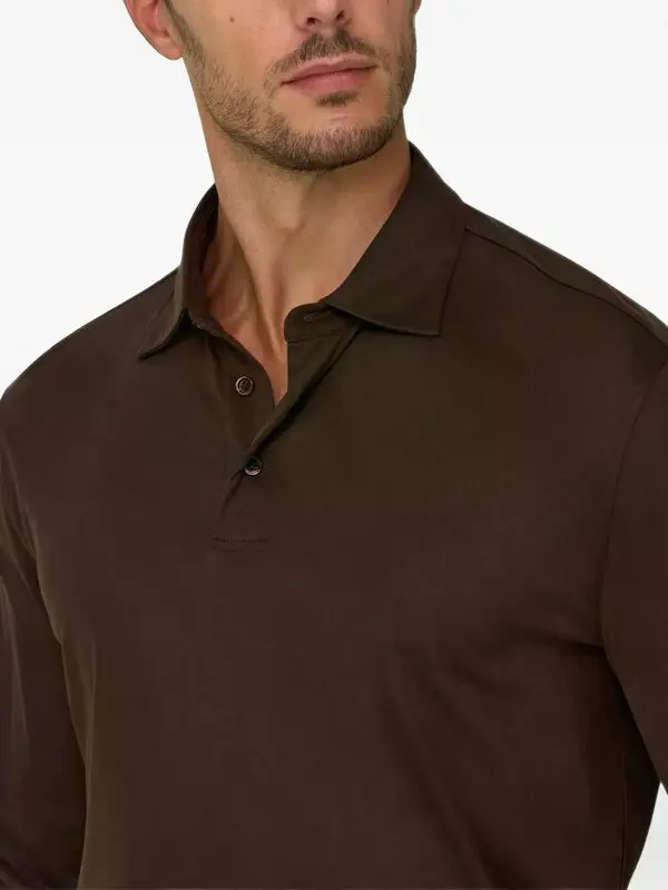 Boggi Milano Polo In Cotton And Silk Jersey - Brown