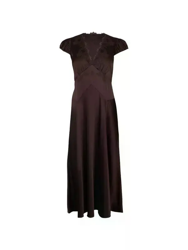DÔEN Coraline Lace-trimmed Silk Midi Dress - Brown