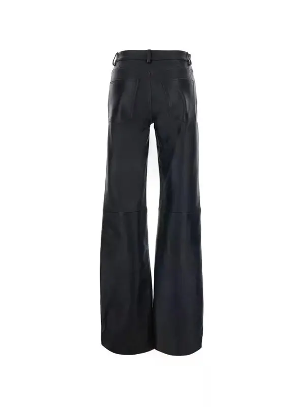 GRIFONI Wide-leg Leather Trousers - Black