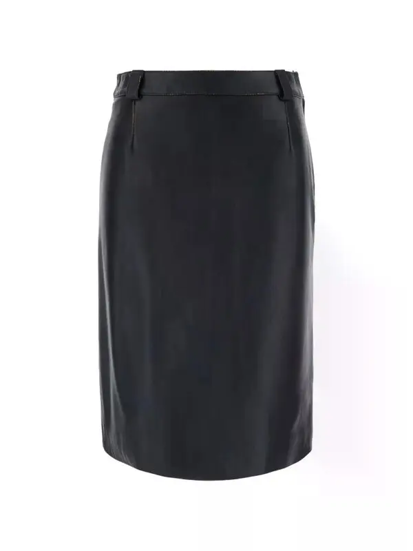 GRIFONI Rear-slit Leather Skirt