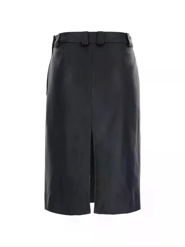 GRIFONI Rear-slit Leather Skirt