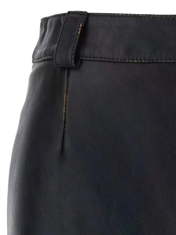 GRIFONI Rear-slit Leather Skirt