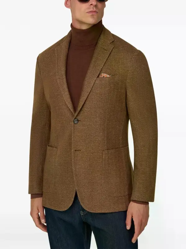 Boggi Milano Blazer Herringbone Cotton Blend B Jersey
