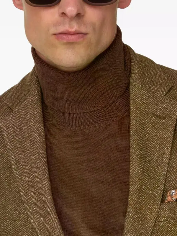 Boggi Milano Blazer Herringbone Cotton Blend B Jersey