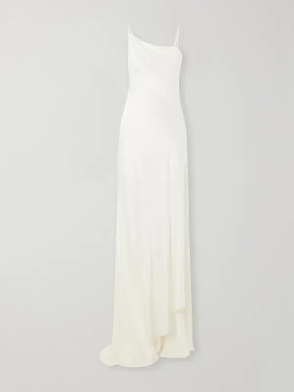 ANN DEMEULEMEESTER Aaricia Asymmetric Silk-satin Maxi Dress - Neutrals