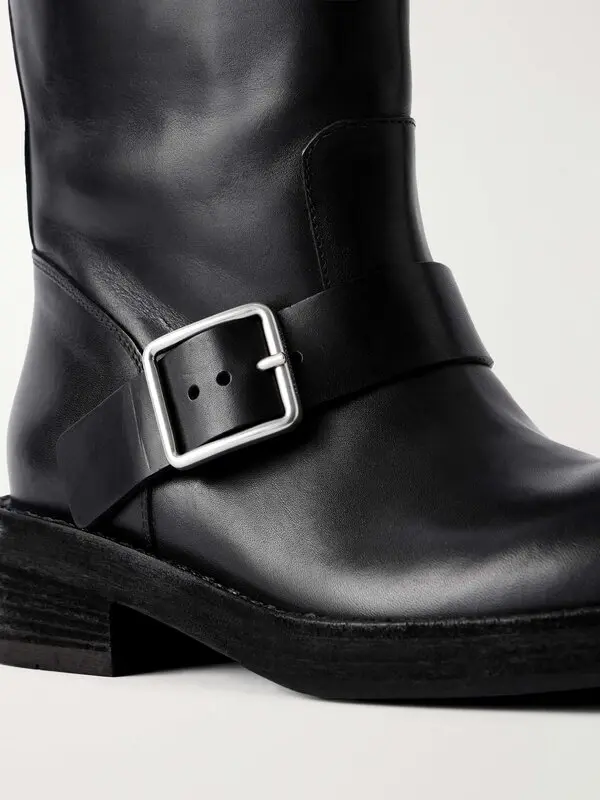 ANN DEMEULEMEESTER Sarith Engineer Buckled Leather Biker Boots