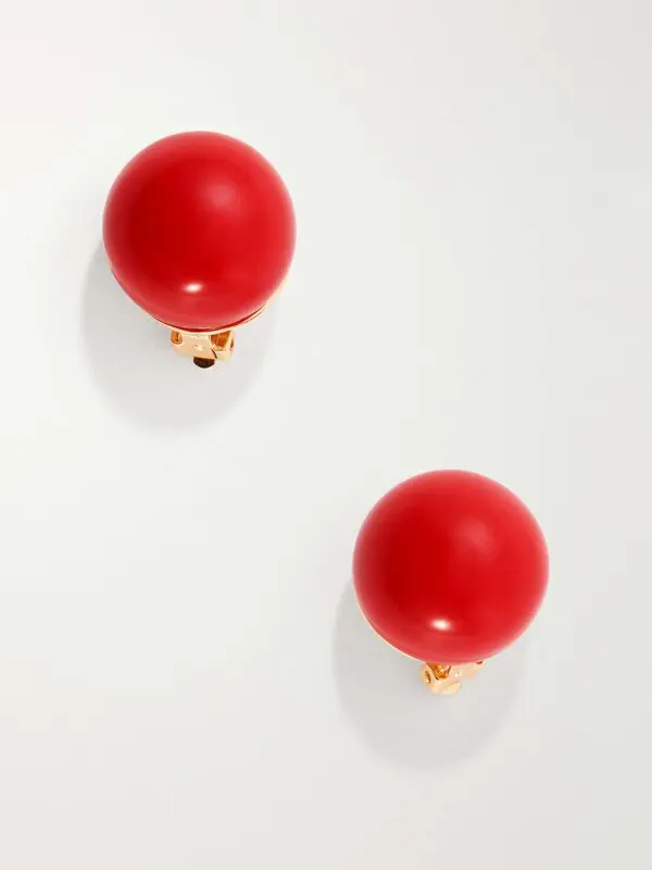 Carolina Herrera Resin And Gold-tone Earrings - Red