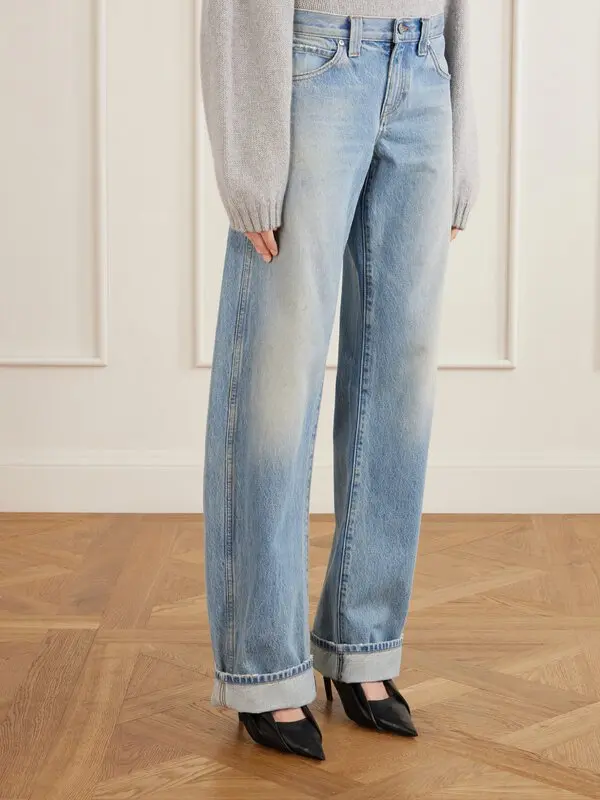 Khaite Karo Cuffed Low-rise Wide-leg Jeans