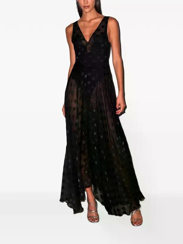 FLEUR DU MAL Polka-dot Sheer Midi Dress - Black