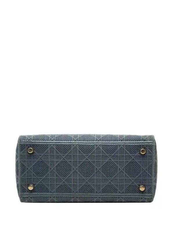 Dior 2020 Medium Embroidered Canvas Cannage Lady D Lite Satchel