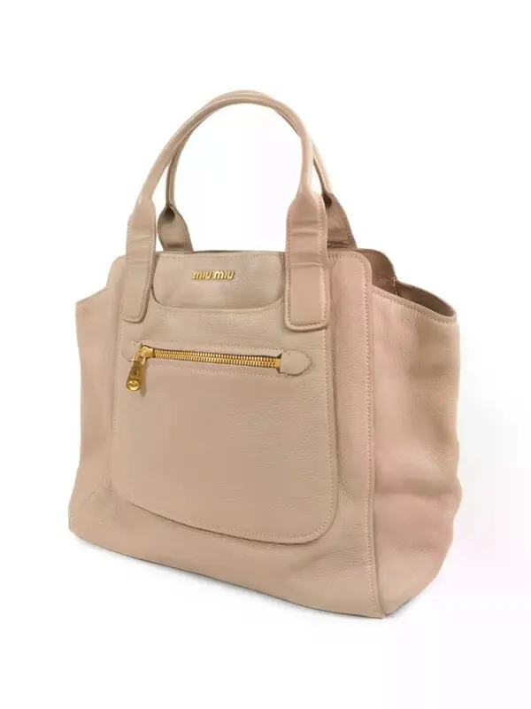 Miu Miu Logo-detail Leather Tote Bag
