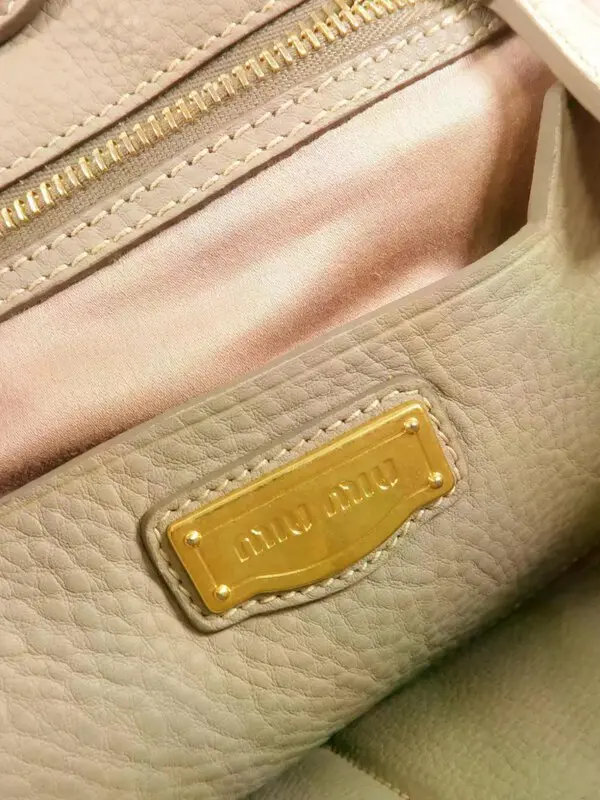 Miu Miu Logo-detail Leather Tote Bag