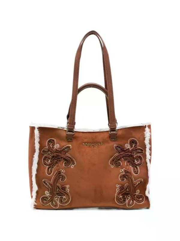 ERMANNO FIRENZE Small Barbara Embroidered Tote Bag - Brown