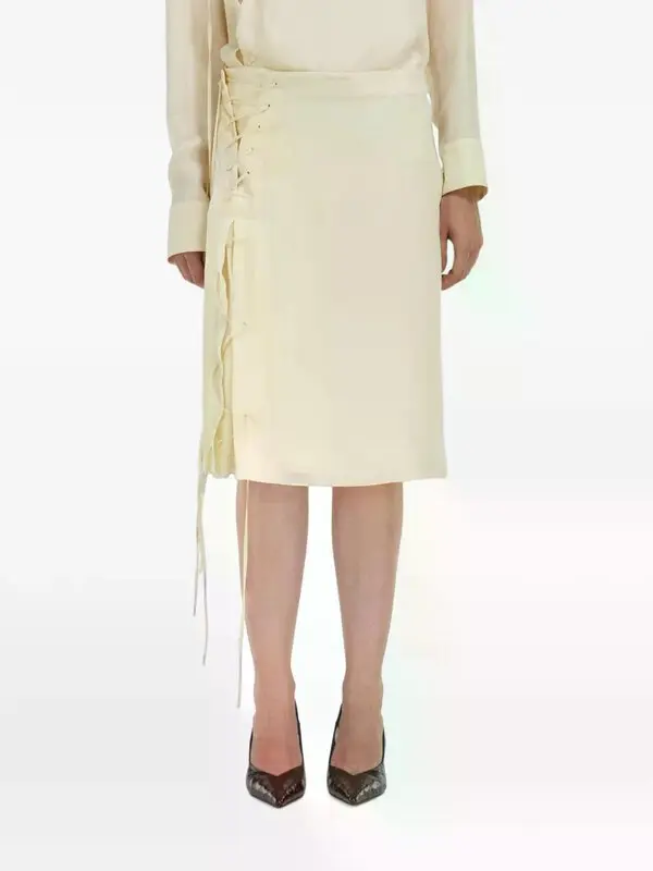 FERRAGAMO Satin Skirt With String Tie Detail - Neutrals