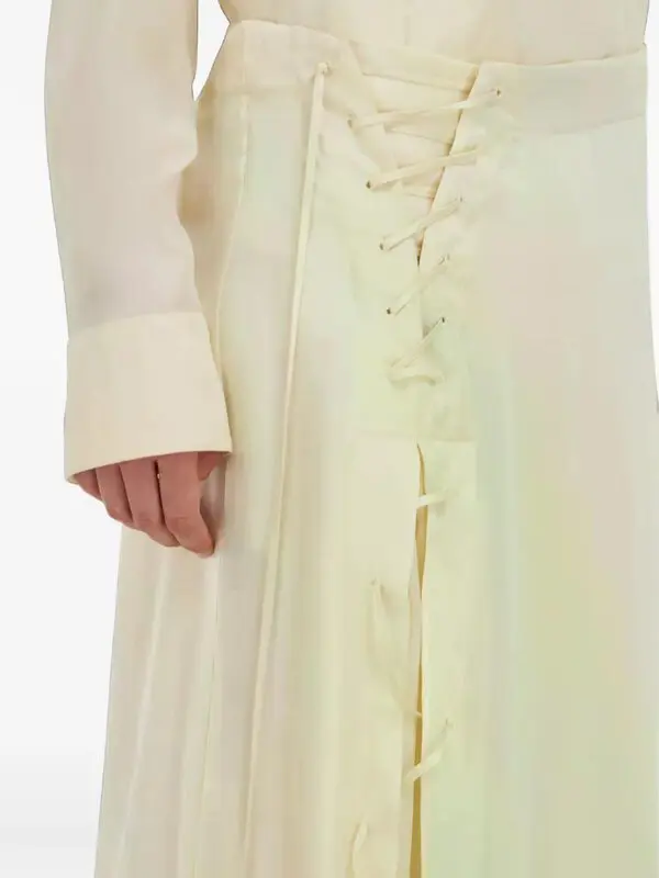 FERRAGAMO Satin Skirt With String Tie Detail - Neutrals