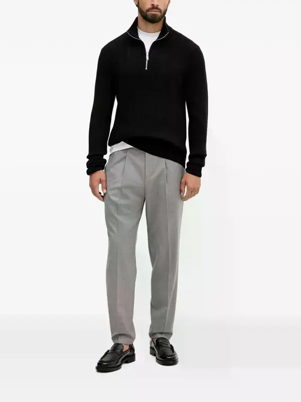 LINDBERGH Ribbed-knit Quarter-zip Sweater