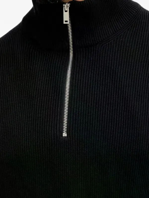 LINDBERGH Ribbed-knit Quarter-zip Sweater