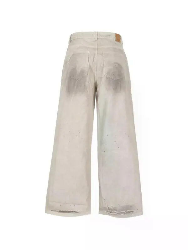 FOUND Lacy Distressed Wide-leg Jeans