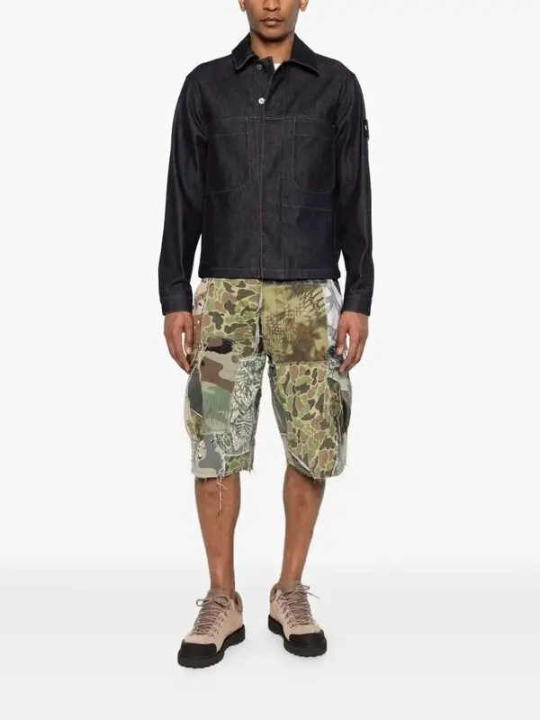 Stone Island Indigo Denim-raw` Biker Jacket - Multicolor