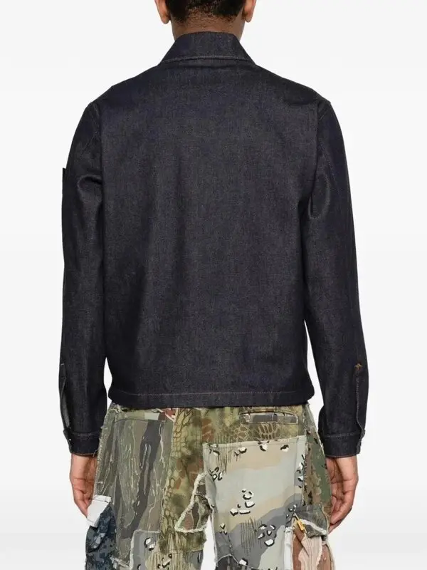 Stone Island Indigo Denim-raw` Biker Jacket - Multicolor