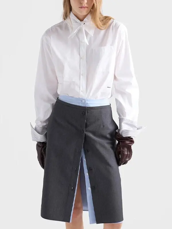Prada Shirt With Striped Cuff Detail - Multicolor