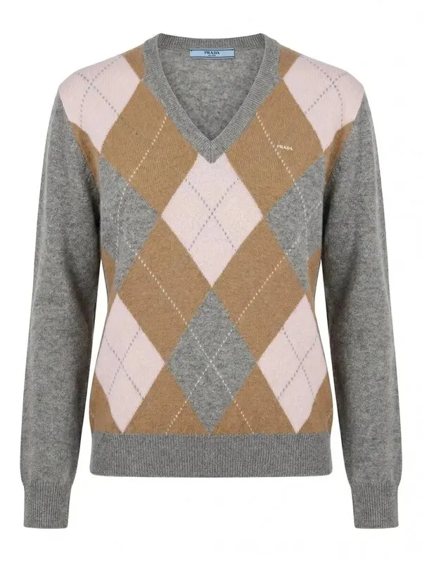 Prada Cashmere Argyle Sweater - Multicolor