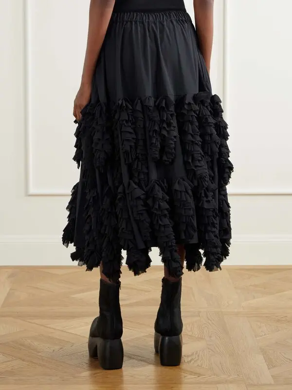 Comme Des Garçons Tiered Ruffled Georgette Midi Skirt