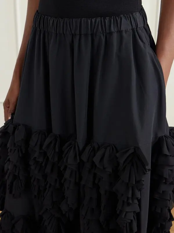 Comme Des Garçons Tiered Ruffled Georgette Midi Skirt