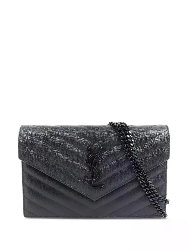 Saint Laurent Cassandre Envelope Chain Wallet - Black