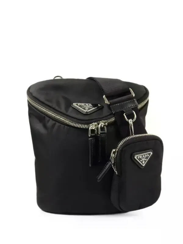 Prada Triangle Logo Shoulder Bag - Black