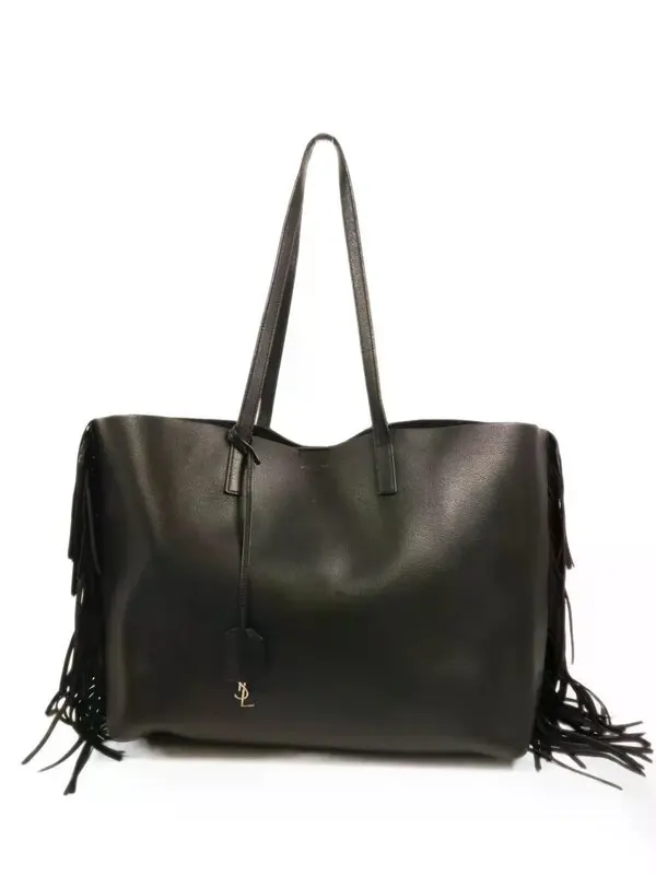 Saint Laurent Large Shopping Fringed Tote Bag - Black