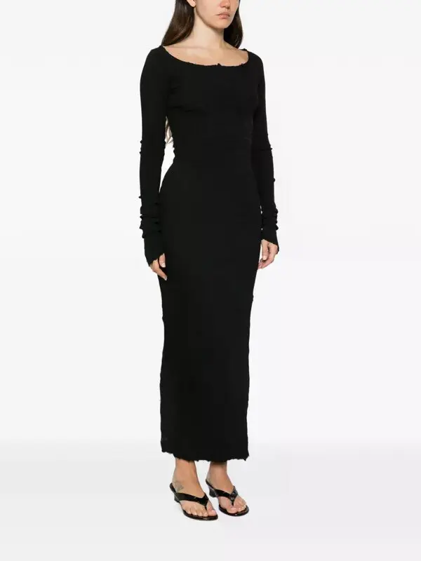 MARC LE BIHAN Frayed Long-sleeve Maxi Dress