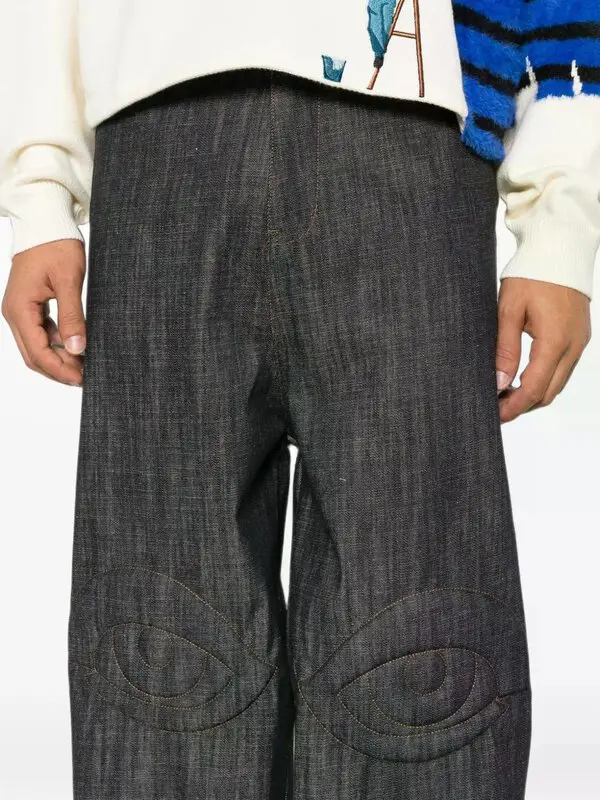 HOUSE OF ERRORS Eye-patchwork Wide-leg Jeans