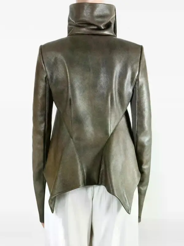 Rick Owens Funnel-neck Asymmetric Leather Jacket