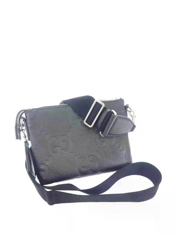 Gucci 2016-2026 Small Jumbo Gg Embossed Calfskin Messenger Bag Crossbody Bag - Black