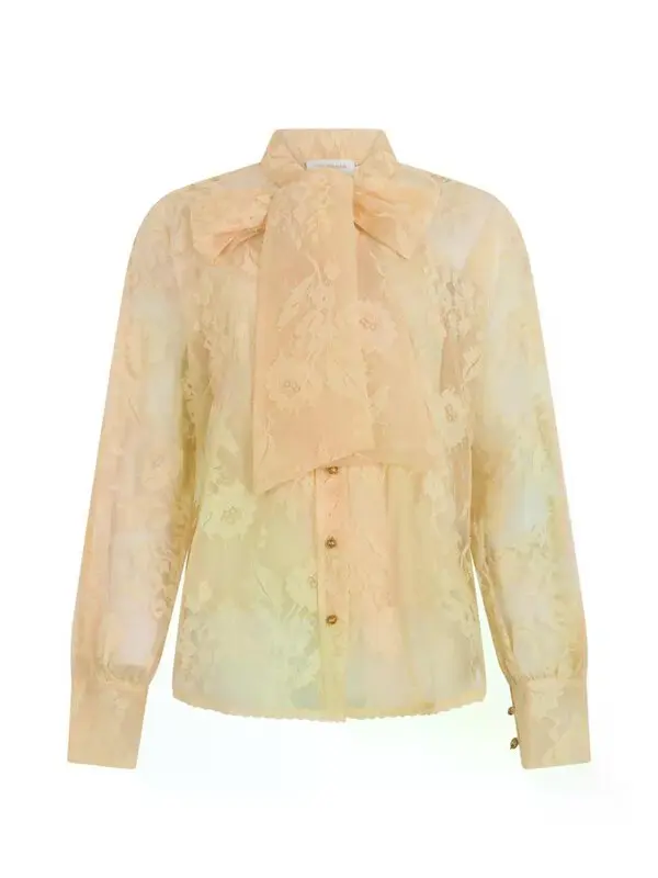 Zimmermann Valiant Floral-lace Pussy-bow Shirt