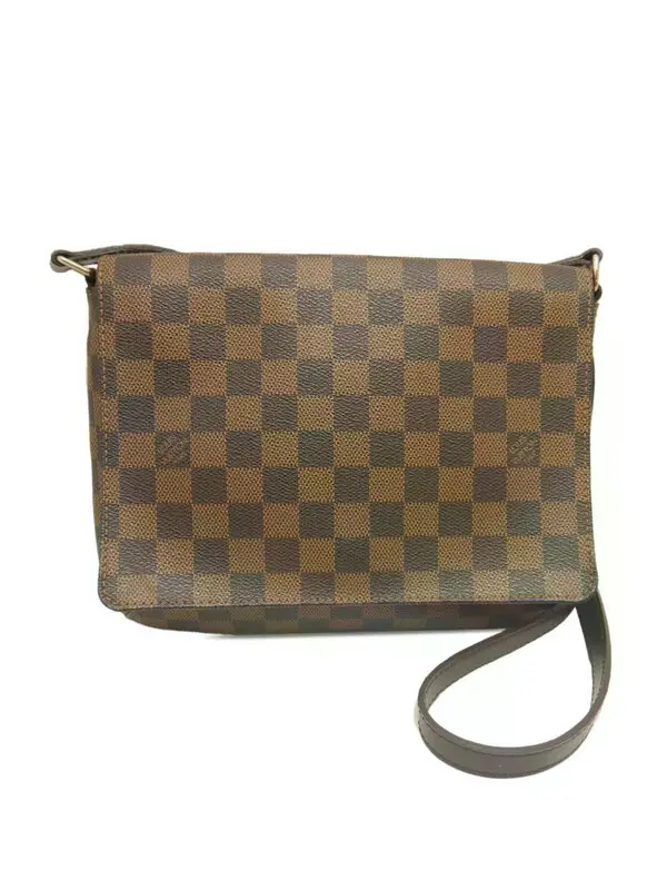 LOUIS VUITTON 2006 Damier Ebene Musette Tango Long Strap Crossbody Bag