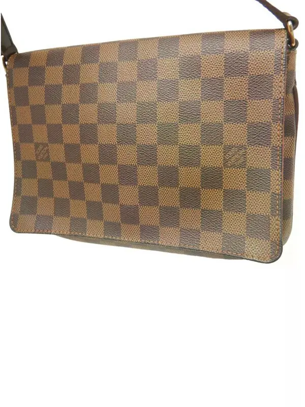 LOUIS VUITTON 2006 Damier Ebene Musette Tango Long Strap Crossbody Bag