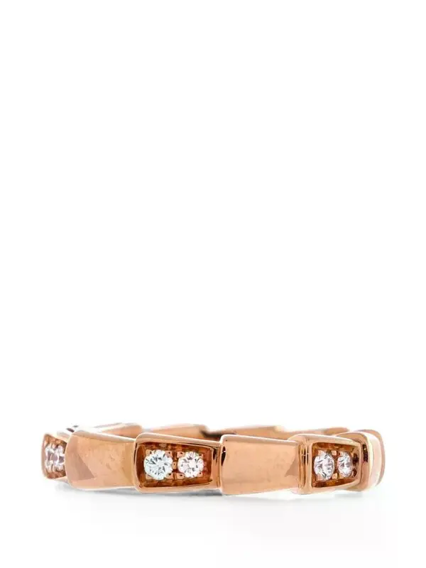 BVLGARI Serpenti Viper 18k Rose Gold With Half Pave Diamonds Ring