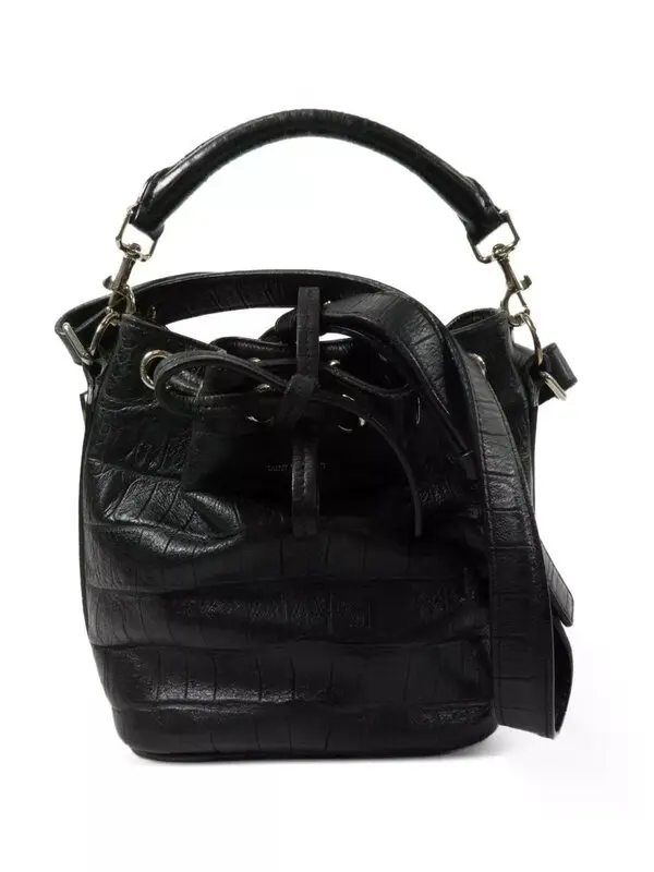 Saint Laurent Small Emmanuelle Croc-effect Bucket Bag - Black