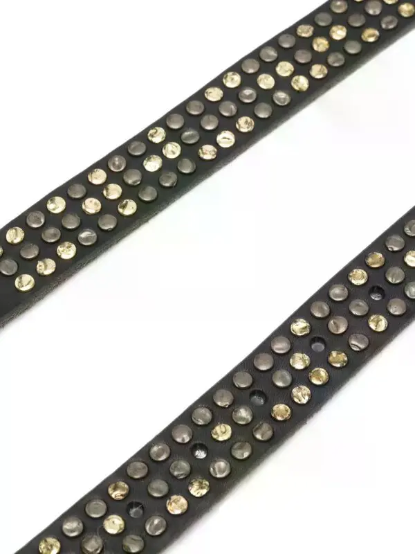 ALBERTO LUTI Stud-embellished Leather Belt