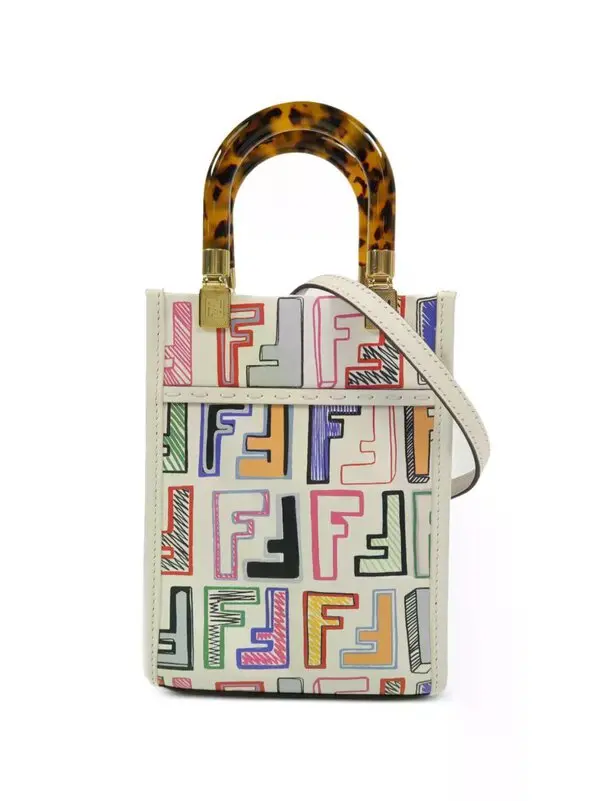 Fendi Mini Sunshine Shopper Leather Tote Bag - Neutrals