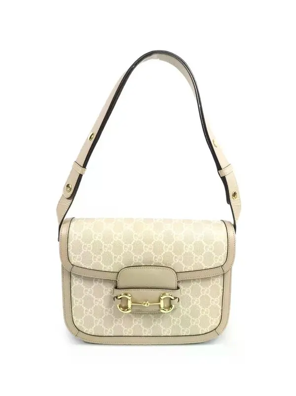Gucci Medium Horsebit 1955 Gg Supreme Shoulder Bag - Neutrals