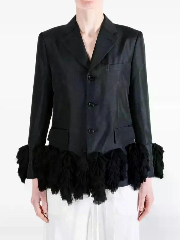 Comme Des Garçons Ruffled-trim Single-breasted Jacket - Black