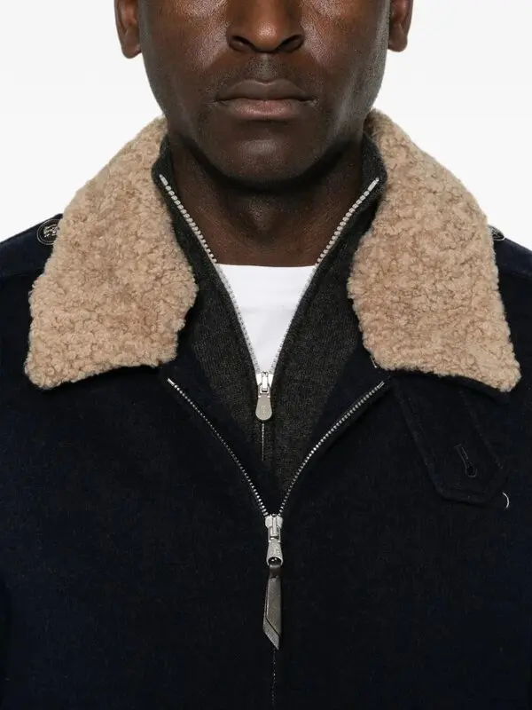 Brunello Cucinelli Bonded Cashmere Beaver Cloth Bomber Jacket - Multicolor