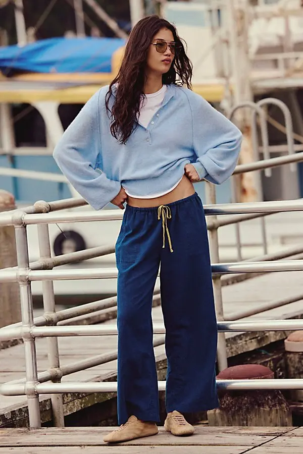Free People Got To Have It Packable Linen Pants - Poseidon