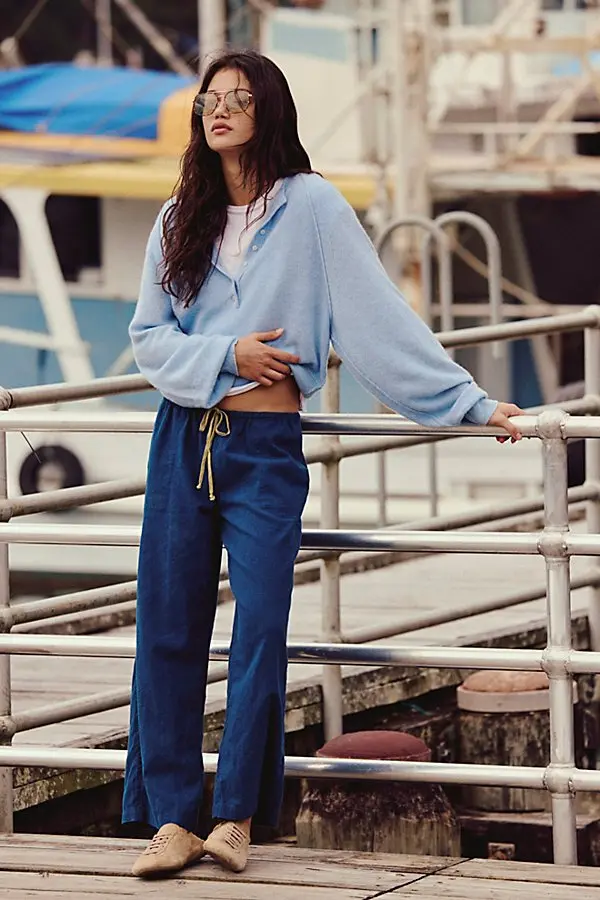 Free People Got To Have It Packable Linen Pants - Poseidon