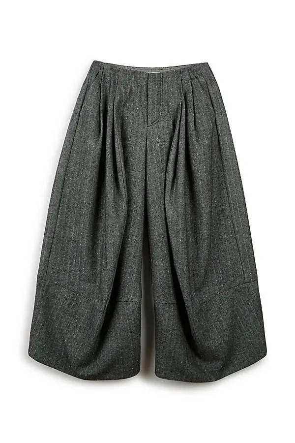 Free People Set In Stone Mid-rise Wool Trousers