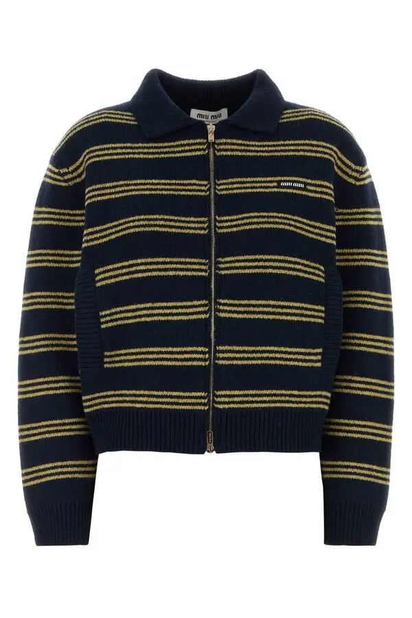 Miu Miu Embroidered Wool Blend Cardigan
